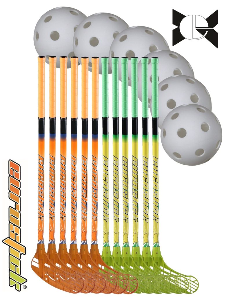 Floorball stick set Eurostick Force One, 12 floorball sticks + 6 balls ...